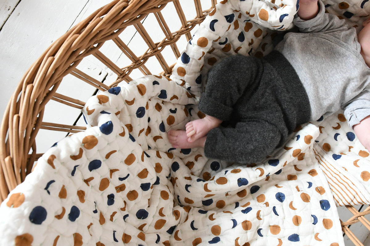 Mini Moons Handblocked Quilt - Indigo & Cinnamon – Atlas Textiles Studio